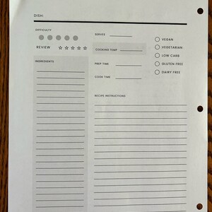 Recipe Card - Printable for Handwritten Recipe Cards - Etsy