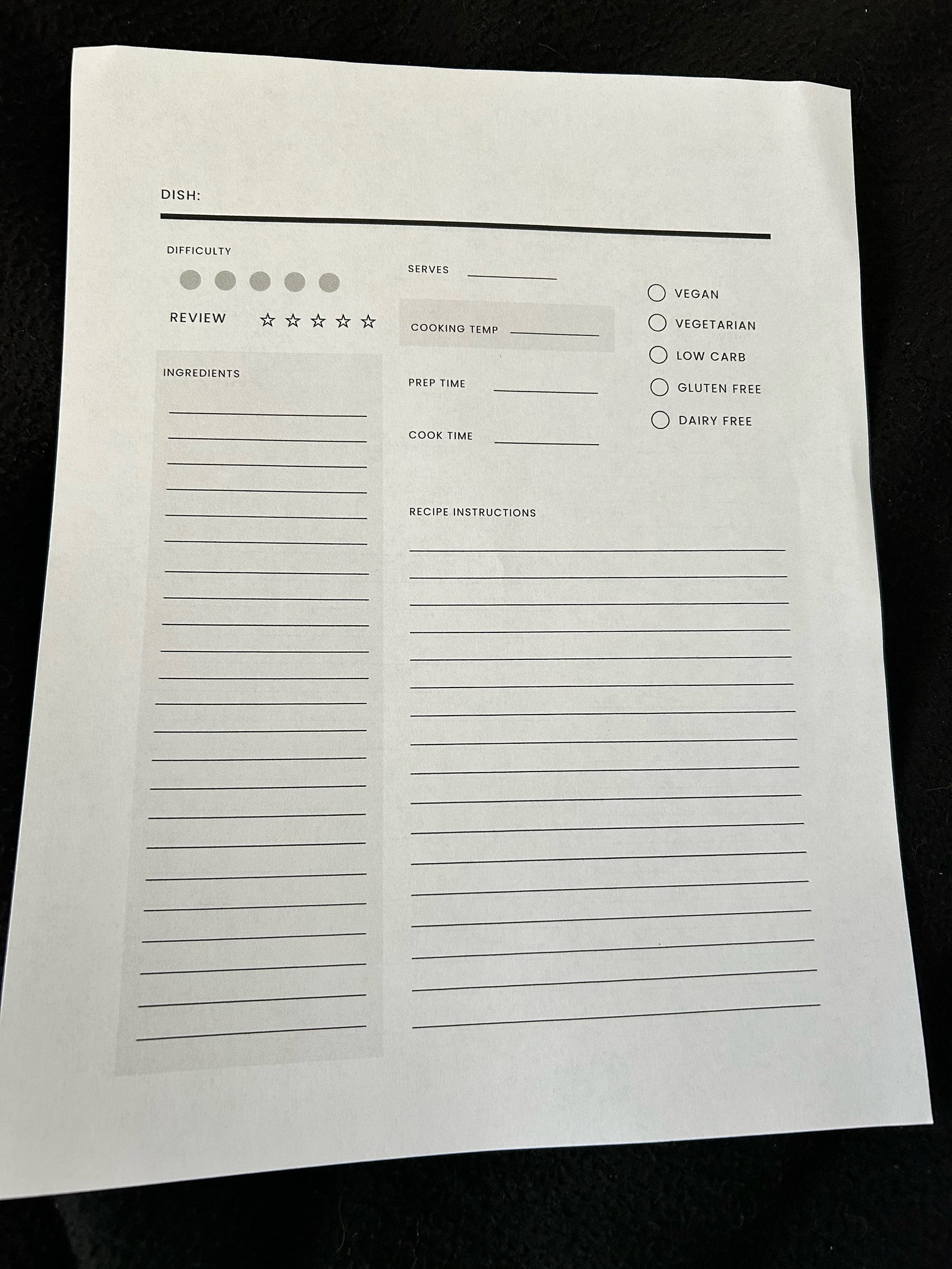 Recipe Card - Printable for Handwritten Recipe Cards - Etsy