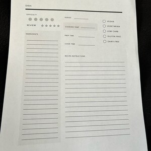Recipe Card - Printable for Handwritten Recipe Cards - Etsy