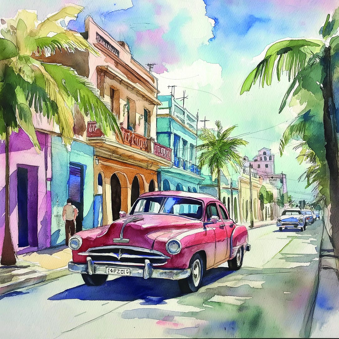 Cuba Watercolor 10x10 Digital Download for Wedding Invitation or ...