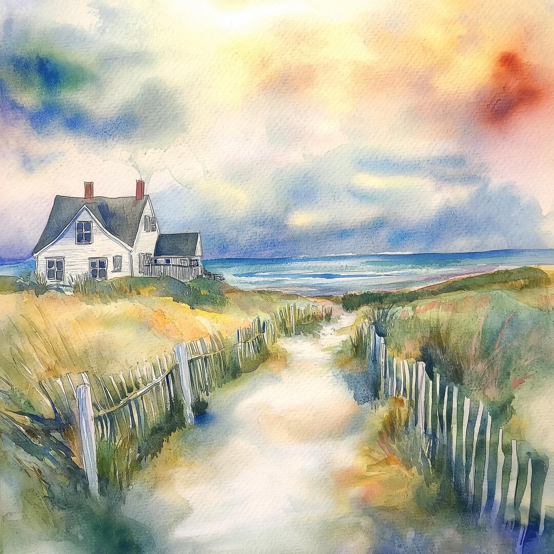 Cape Cod Watercolor 10x10 Digital Download for Wedding Invitation or ...