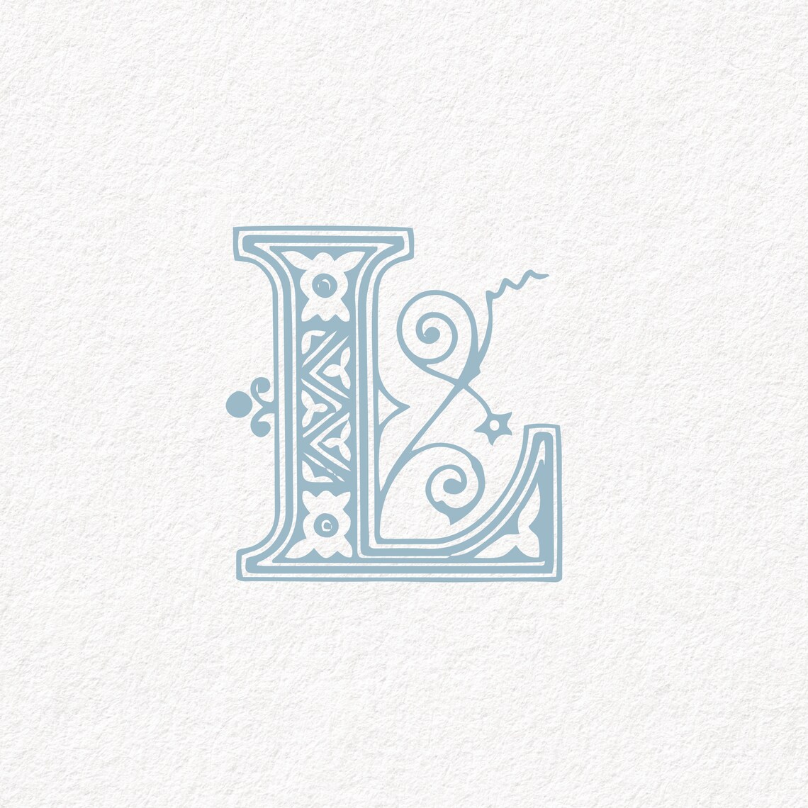 Vintage Wedding Monogram Letter L in Light Blue Digital File Download ...