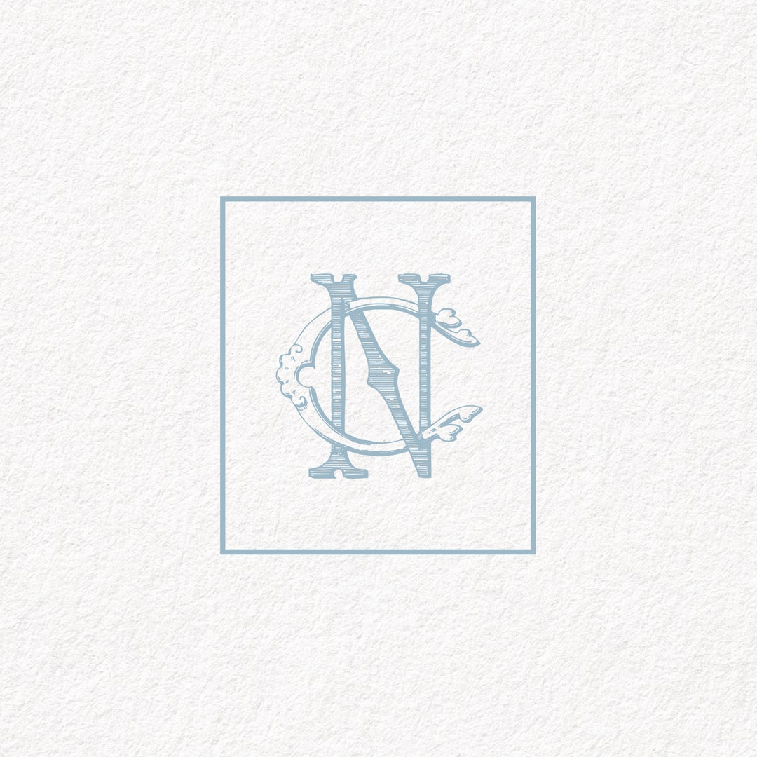 Renaissance Vintage Wedding Duogram Monogram NC or CN Letters in Light ...