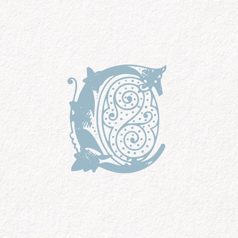 Vintage Wedding Monogram Letter C in Light Blue Digital File Download ...