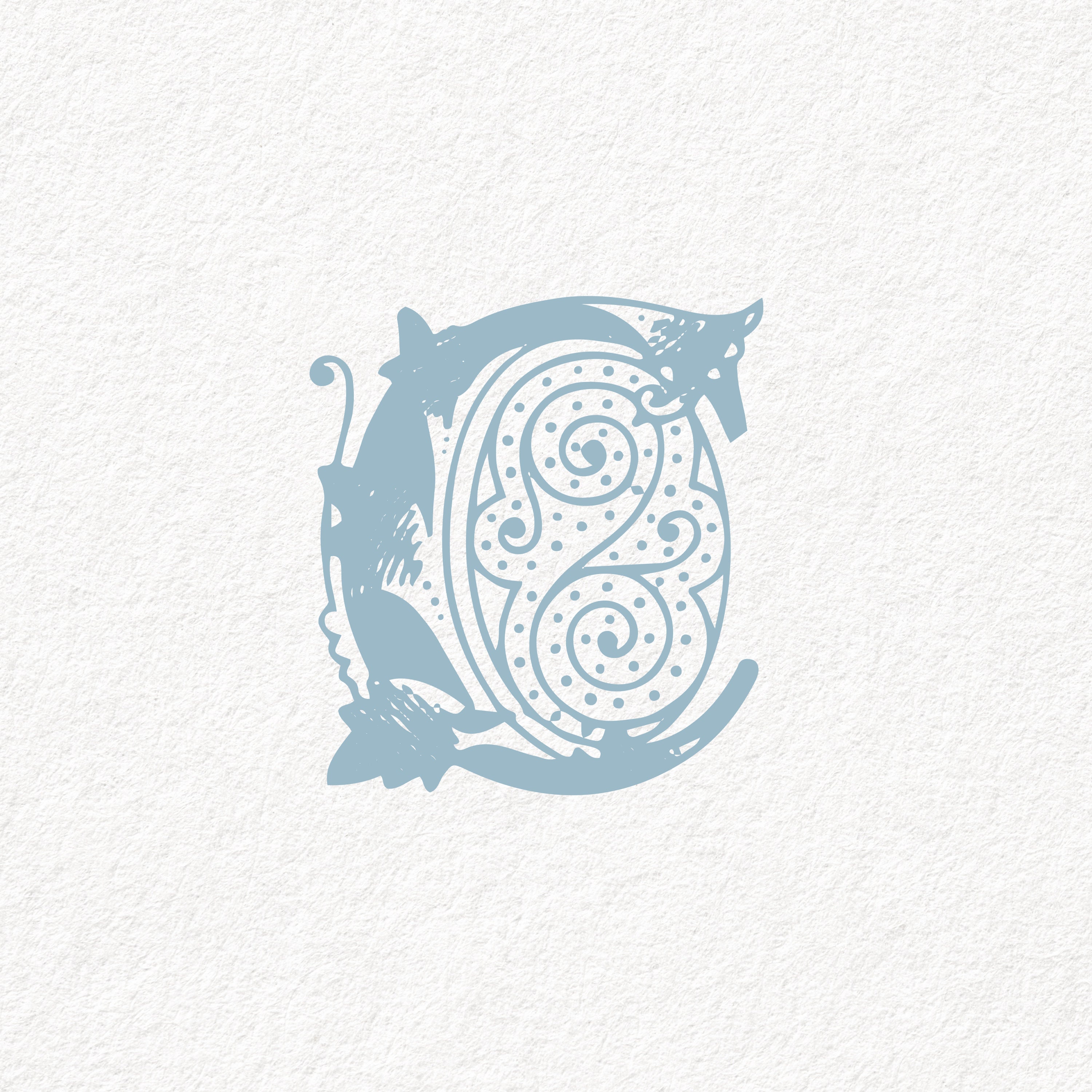 Vintage Wedding Monogram Letter C in Light Blue Digital File Download ...