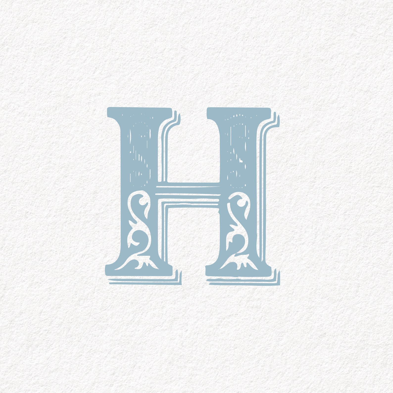 Vintage Wedding Monogram Letter H in Light Blue Digital File Download ...