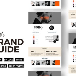 CANVA Brand Board, Brand Guide Template, DIY Logo, Color Palette, Mood ...