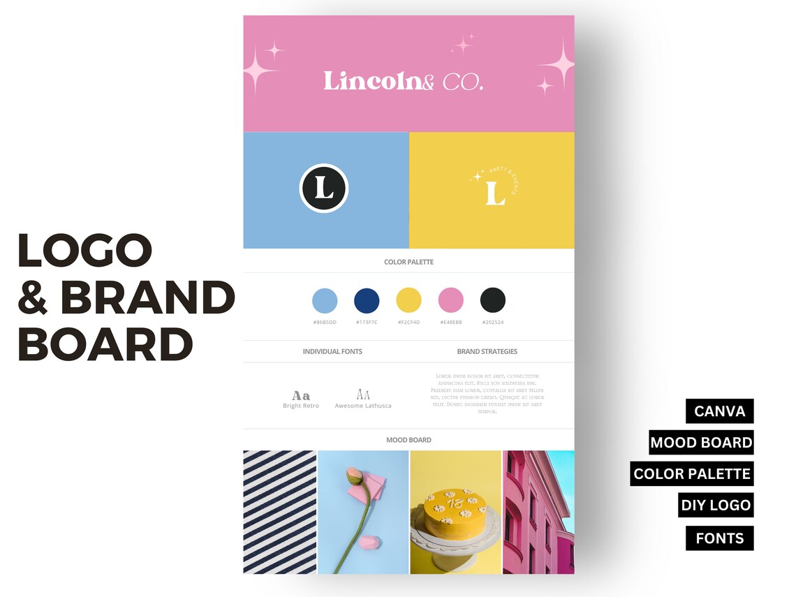 Branding Board Template, Branding Kit, DIY Logo, Business Branding Kit ...