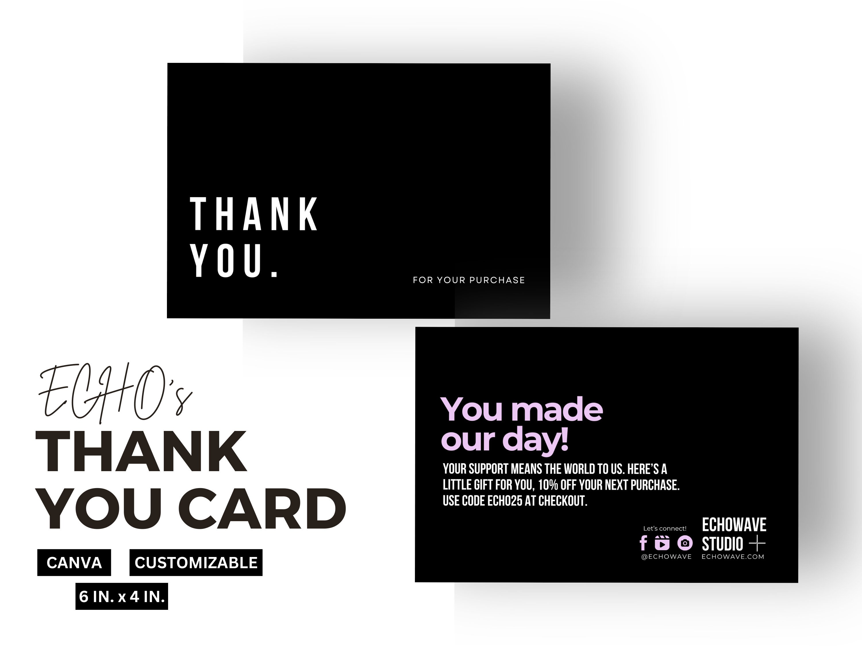 CANVA Thank You Card Thank You Note Business Thank You Branded Card ...