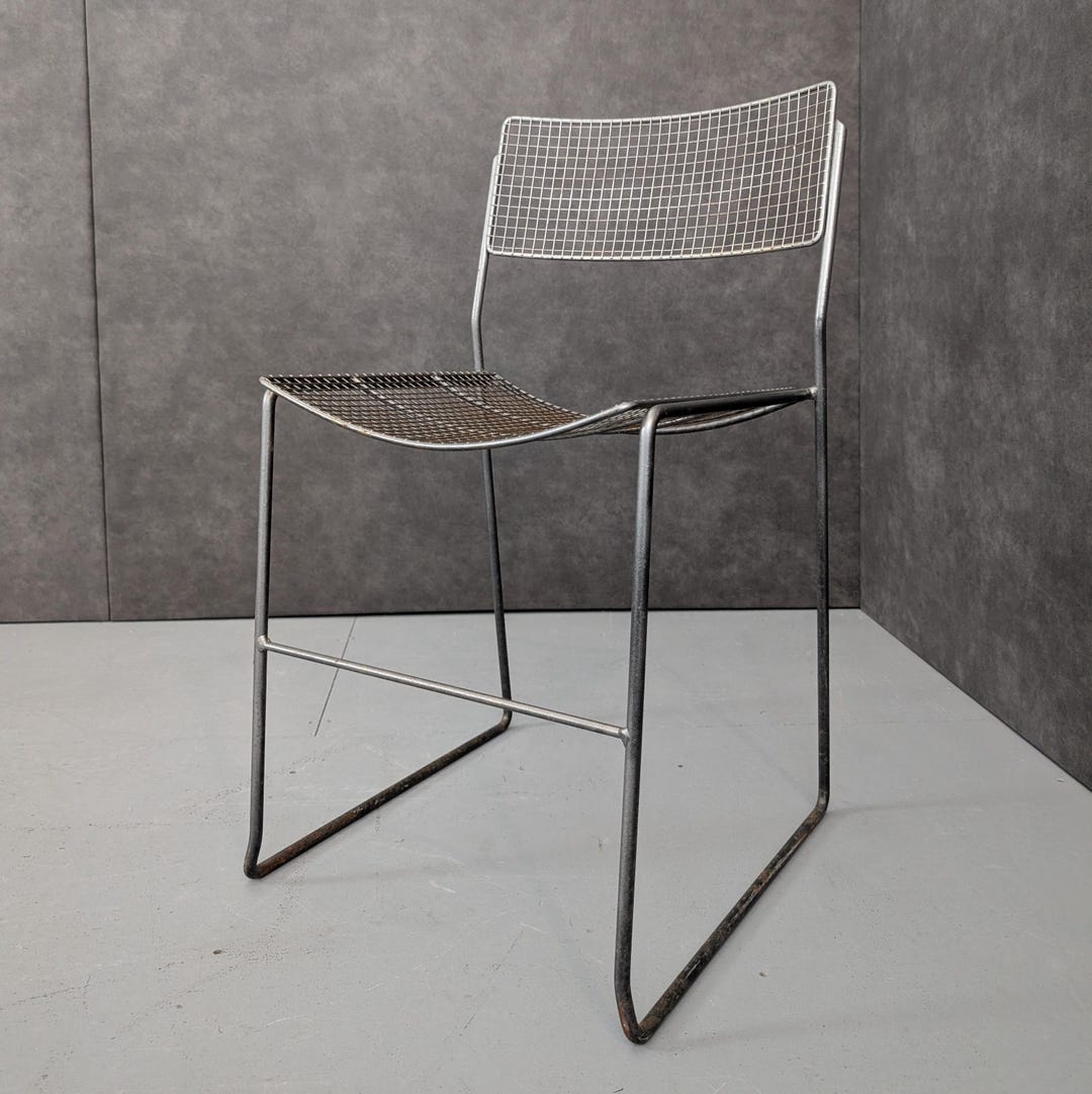 Vintage Industrial Wire Mesh Chair | Steel Mesh and Tubular Frame - Etsy