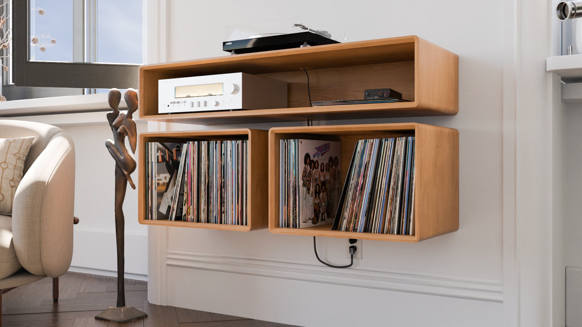 Solid Wood Floating Vinyl Record Wall Storage - Minimalistic Design ...