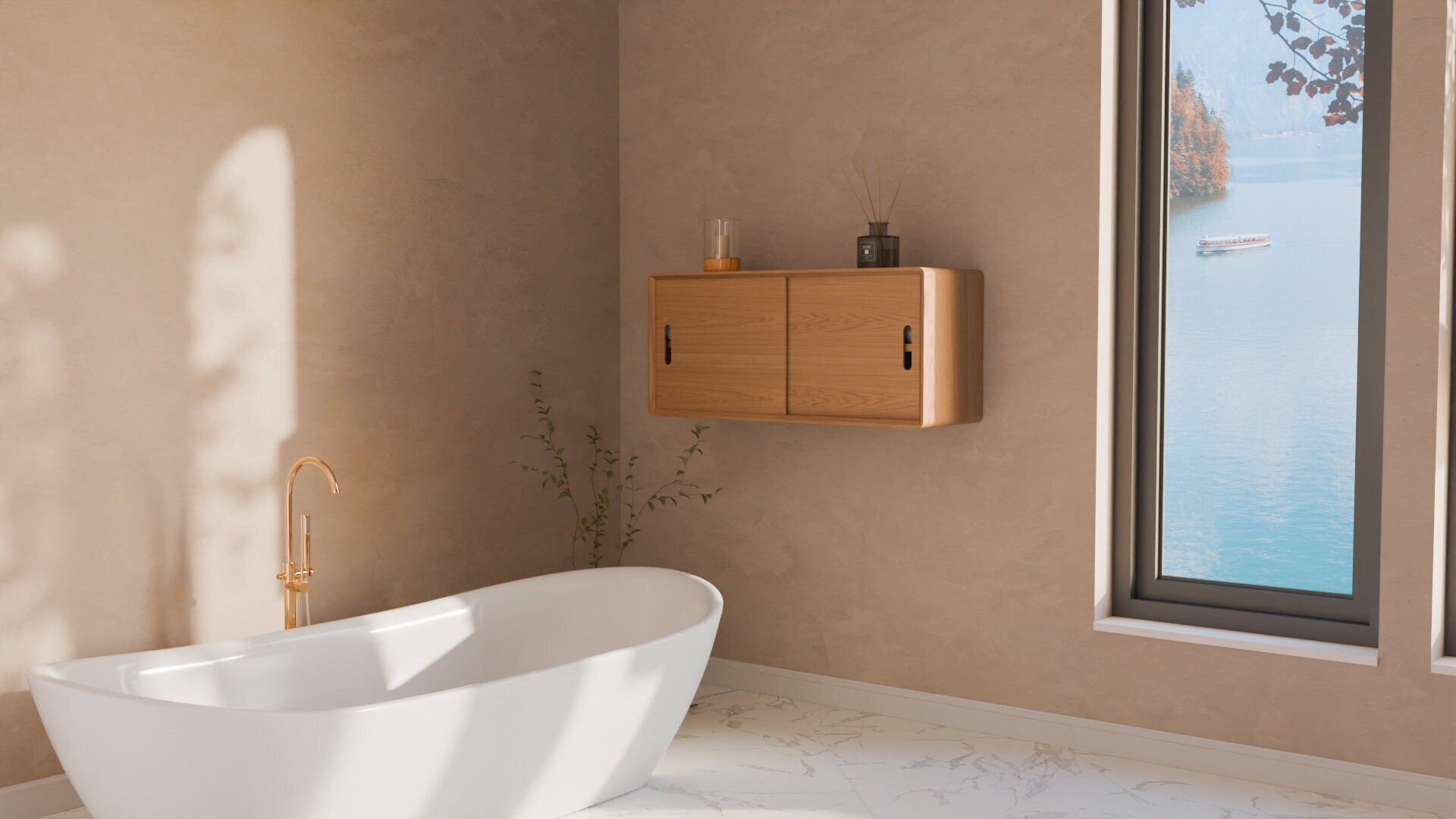 Solid Wood XL Floating Wall Storage Cabinet With Sliding Doors - Etsy