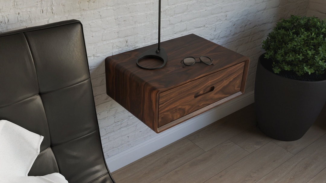 Minimalistic Floating Nightstand With One Drawer - Bedside Storage ...