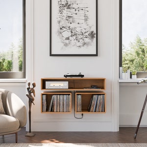 Mid-century Modern Floating Vinyl Player/stereo Table - Minimalistic ...