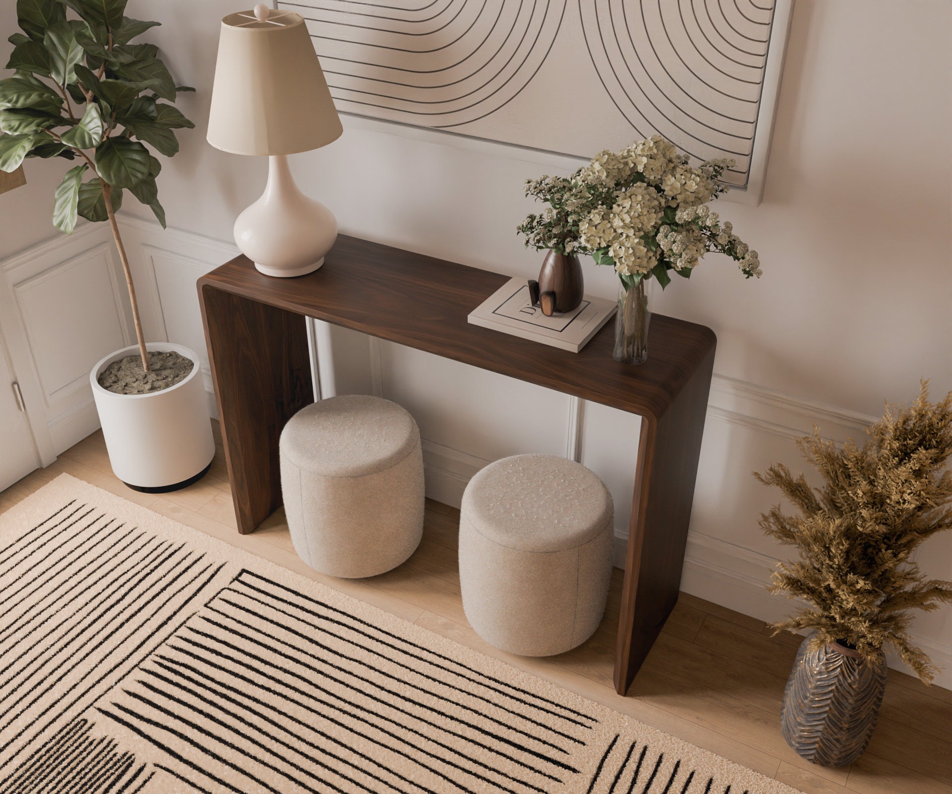 Minimalistic Console Table Entry Side Table Handmade From Solid Walnut ...