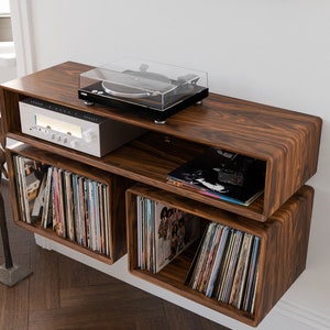 Mid-century Modern Floating Vinyl Player/stereo Table - Minimalistic ...