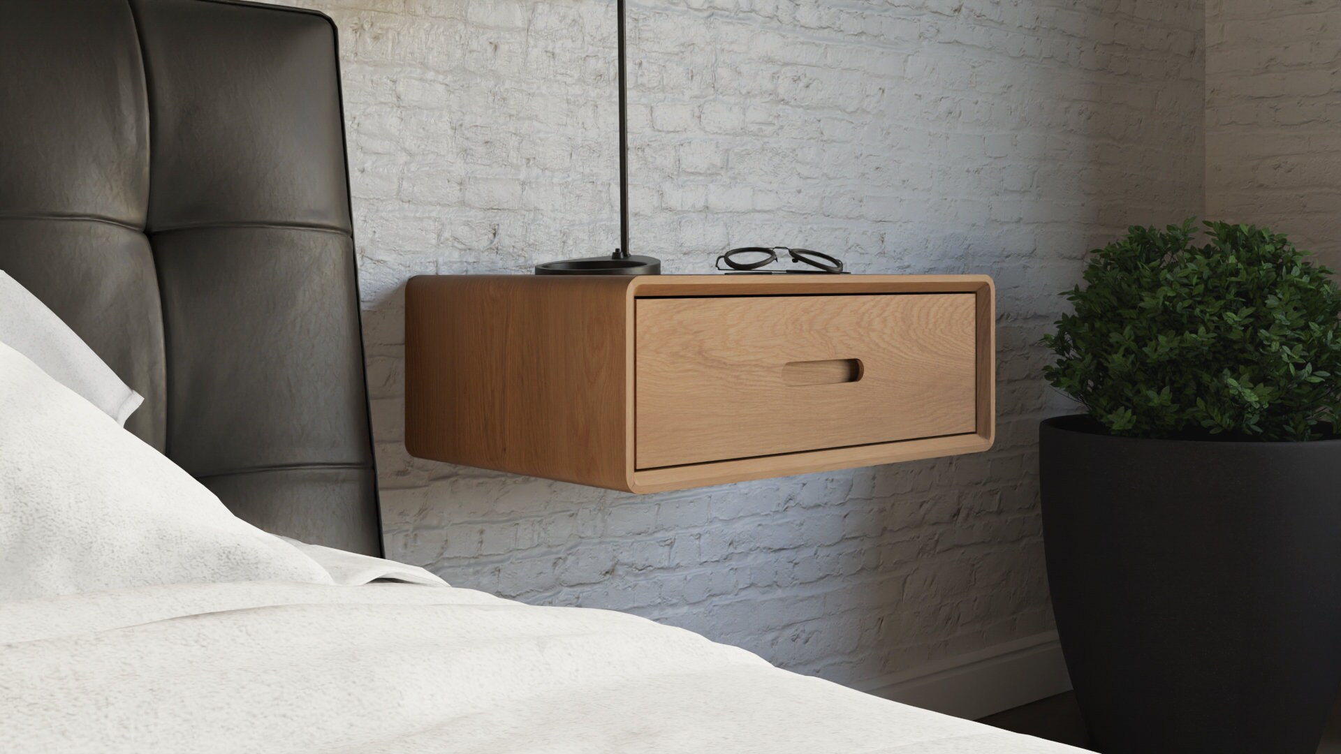 Minimalistic Floating Nightstand With One Drawer - Bedside Storage ...