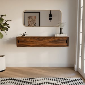 Floating Wall Storage Console - Entryway Cabinet With Sliding Doors ...