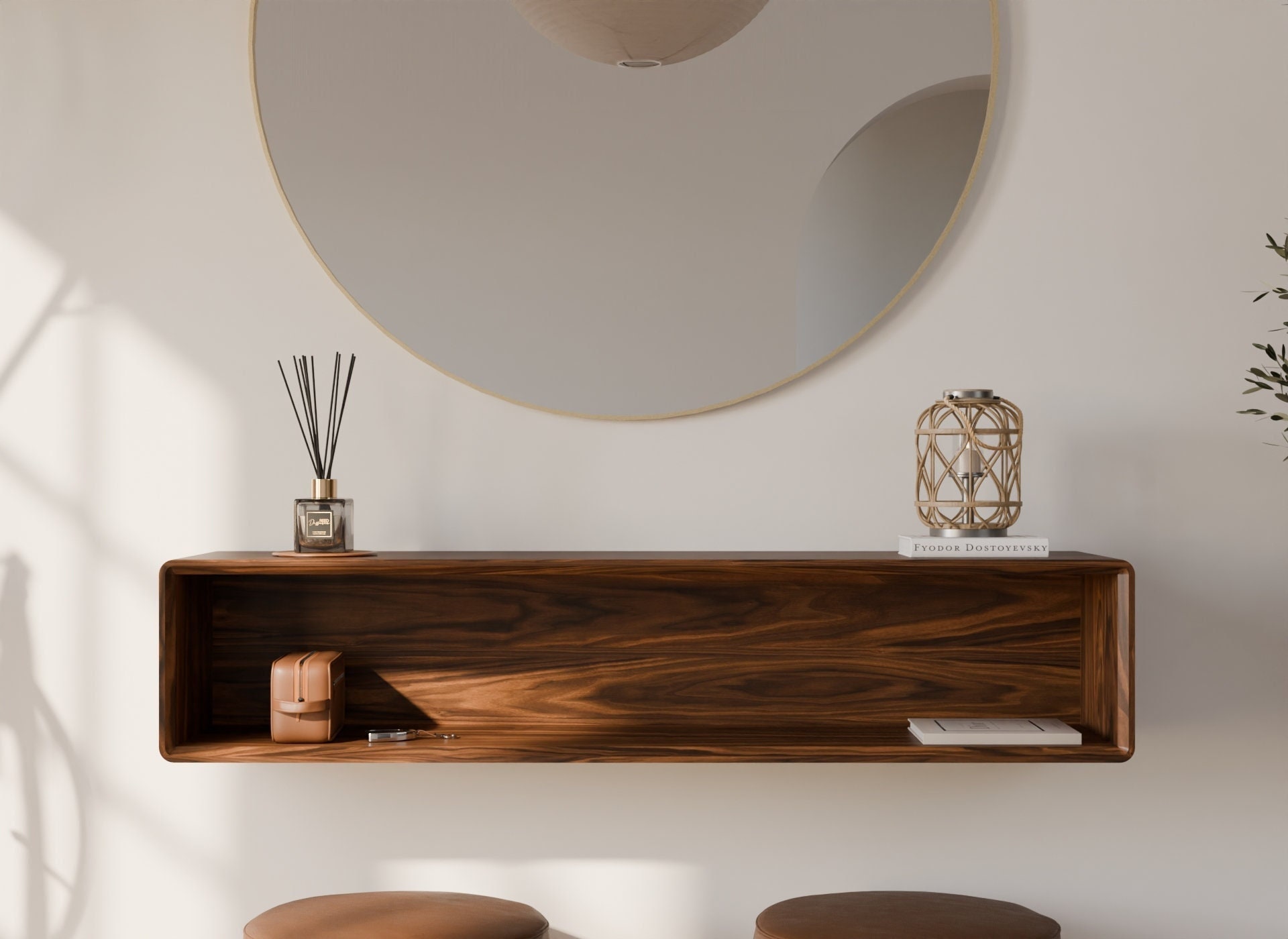 Solid Wood Floating Storage Cabinet - Mudroom or Entryway Storage ...