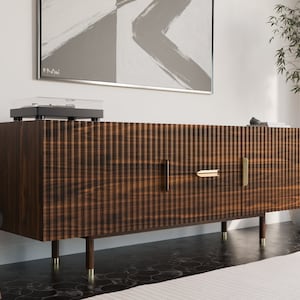Mid-century Modern Fluted Media Console - Sideboard Credenza - Handmade ...