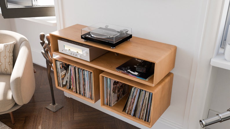 Mid-century Modern Floating Vinyl Player/stereo Table - Minimalistic ...