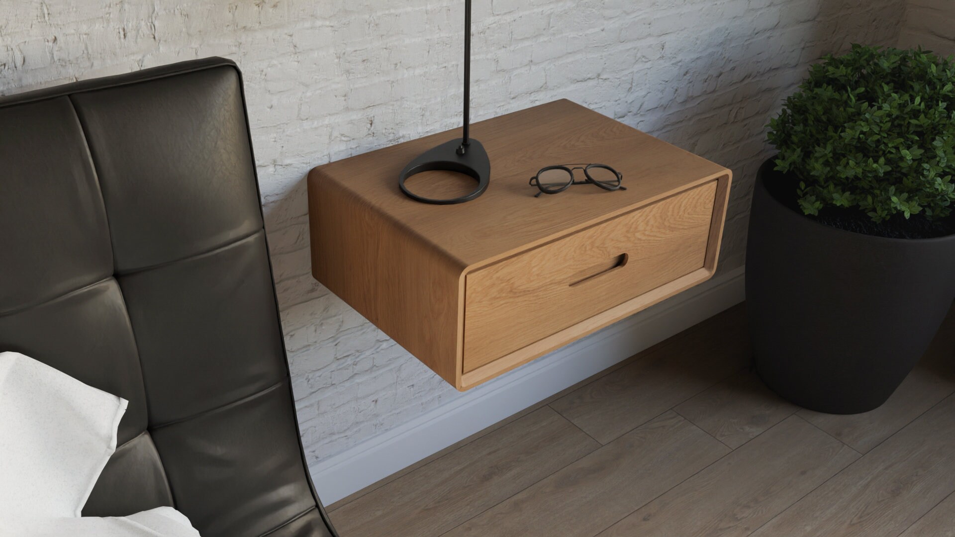 Minimalistic Floating Nightstand With One Drawer - Bedside Storage ...