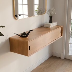 Floating Wall Storage Console - Entryway Cabinet With Sliding Doors ...