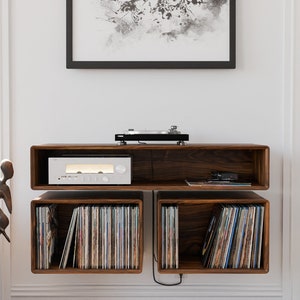 Mid-century Modern Floating Vinyl Player/stereo Table - Minimalistic ...