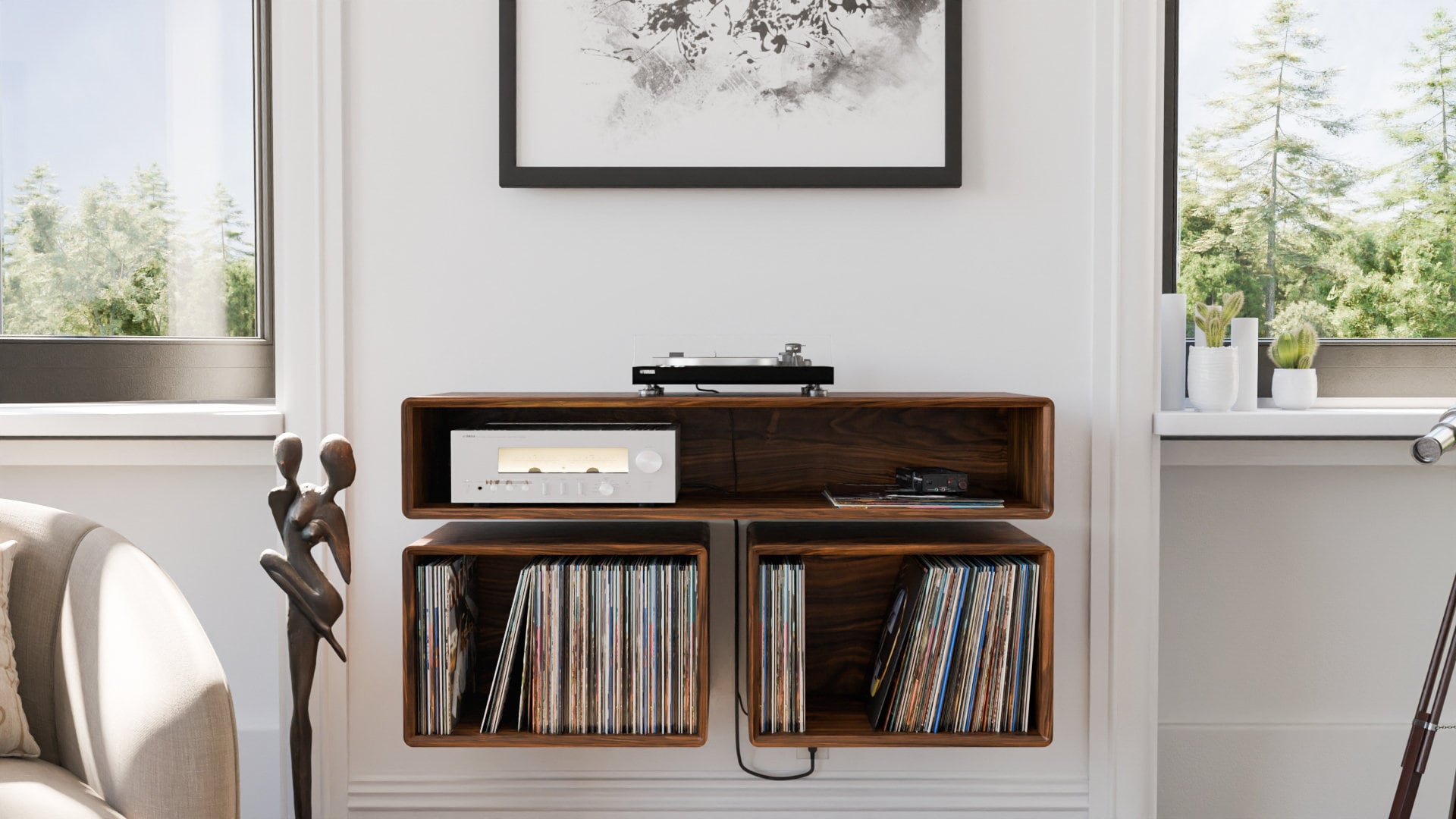 Mid-century Modern Floating Vinyl Player/stereo Table - Minimalistic ...