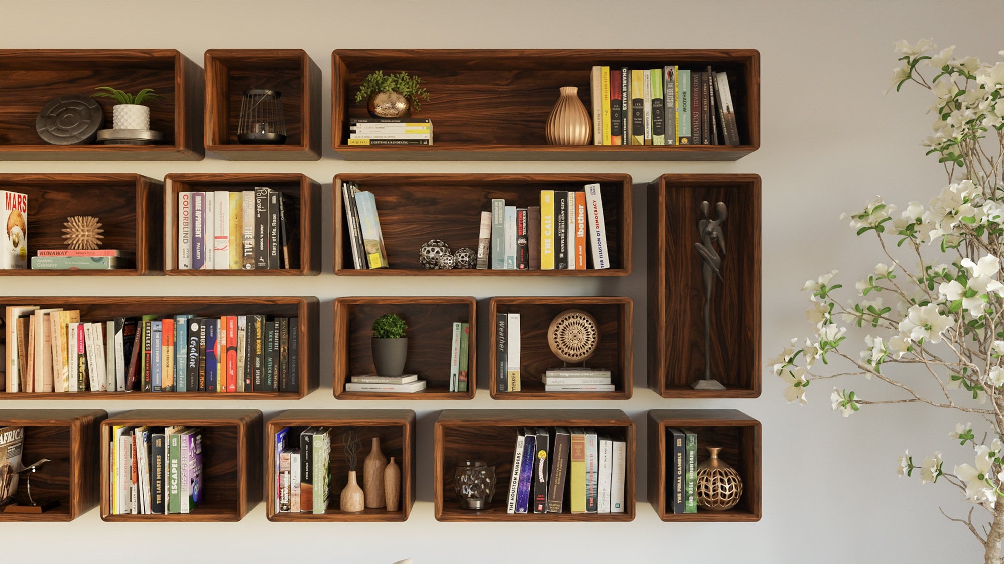Solid Wood Floating Bookshelf Storage - Perfect for Libraries and ...