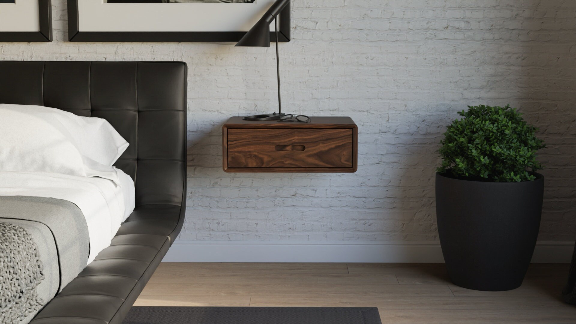 Minimalistic Floating Nightstand With One Drawer - Bedside Storage ...