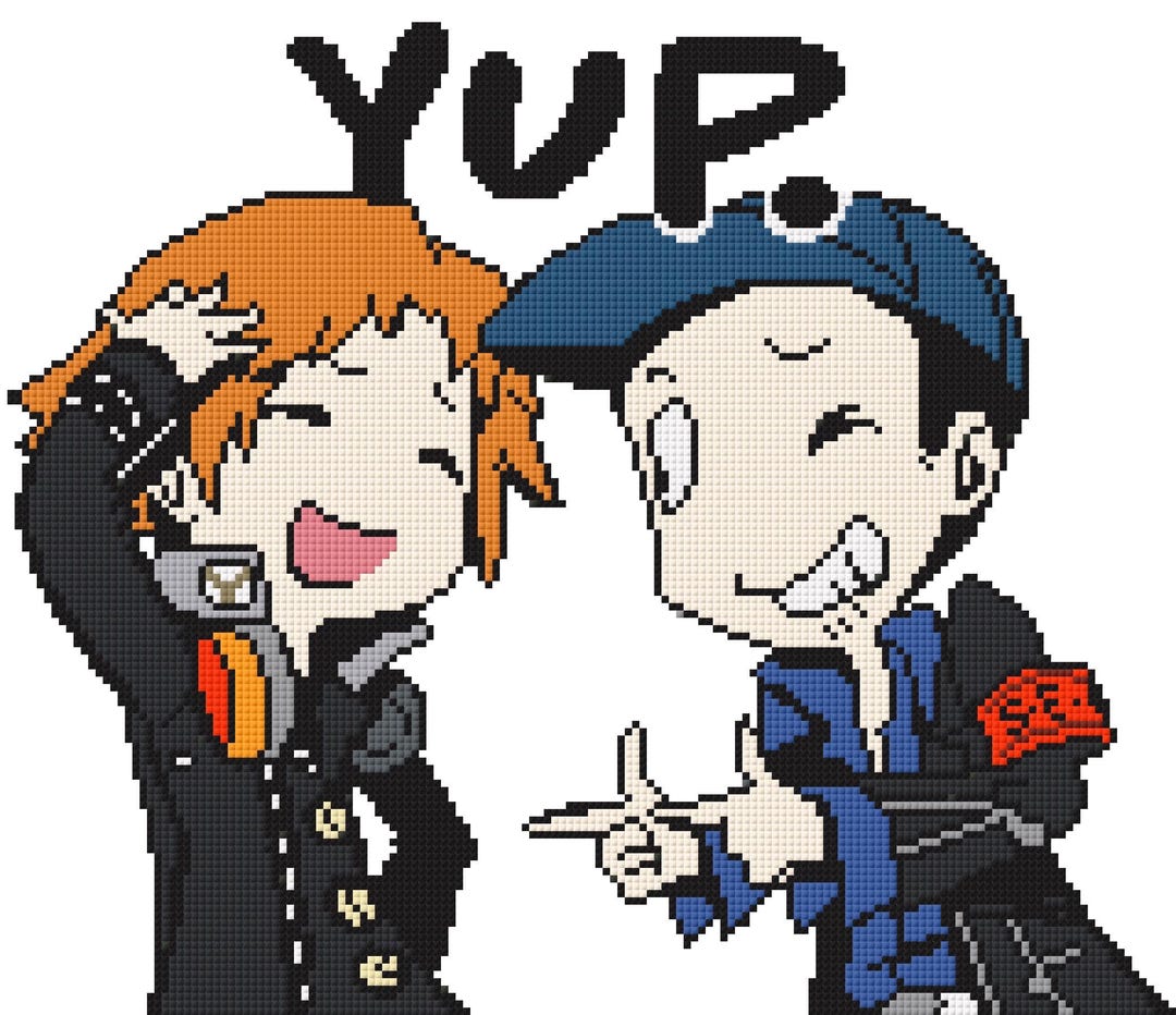 Persona Q - Junpei (persona 3) and Yosuke (persona 4) Sticker Cross ...