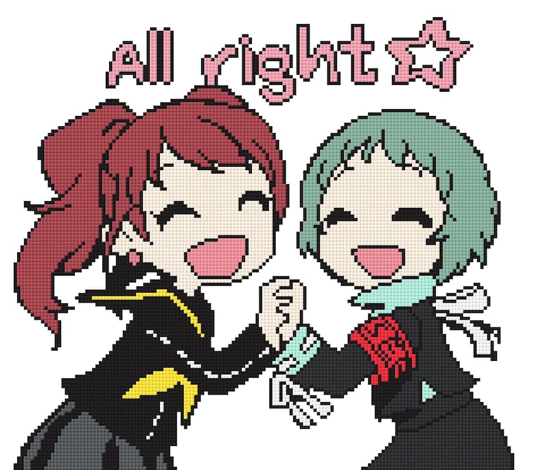 Persona Q - Fuuka (persona 3) and Rise (persona 4) Sticker Cross Stitch ...