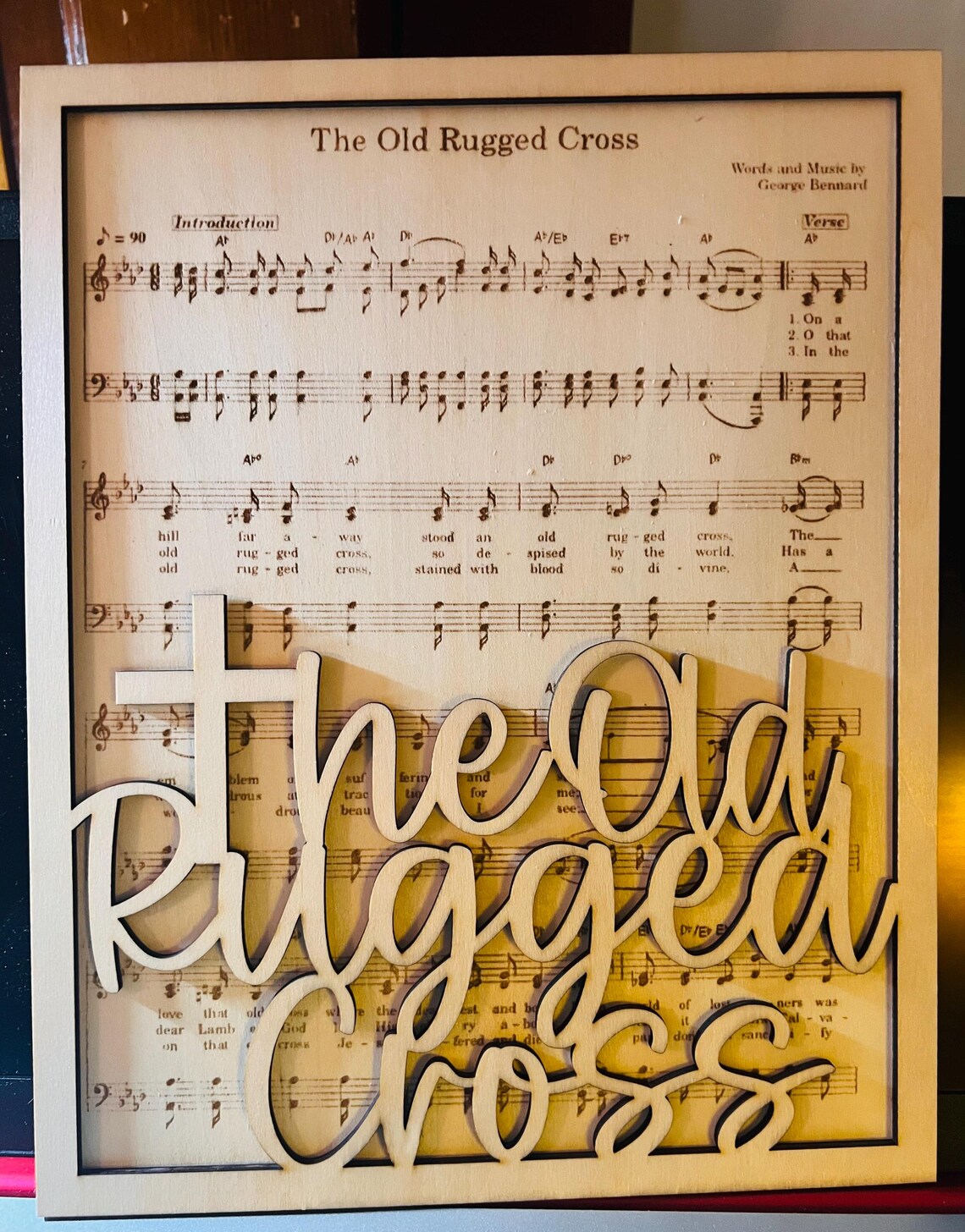 Wooden the Old Rugged Cross Sign | Religious Decor | Hymns | Faith ...