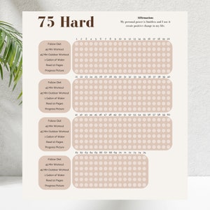 75 Hard Tracker Template Printable/editable - Etsy