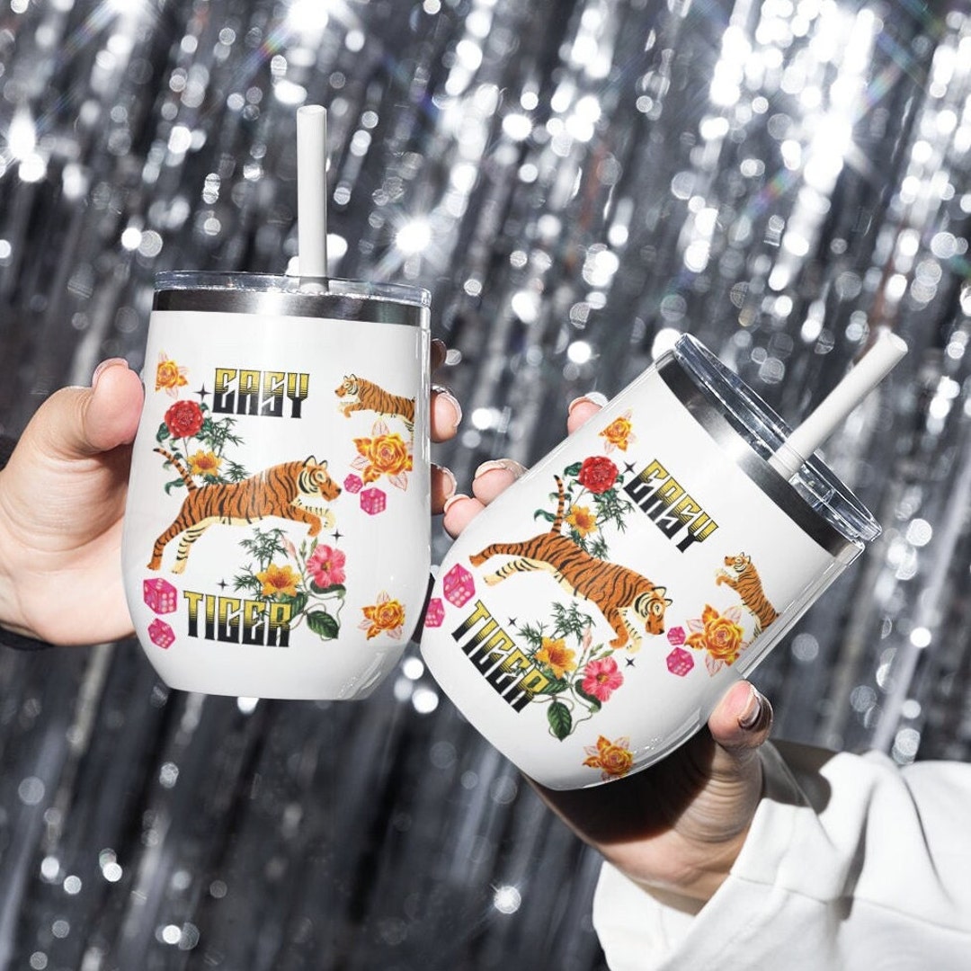 Easy Tiger Wine Tumbler, Gift for Tiger Lovers, Gambling Luck Gift ...
