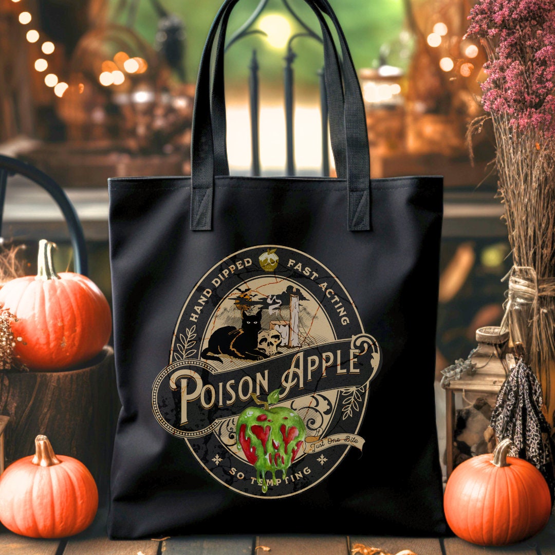 Halloween Poison Apple Tote Bag, Candy Trick or Treat Bag, Snow White ...