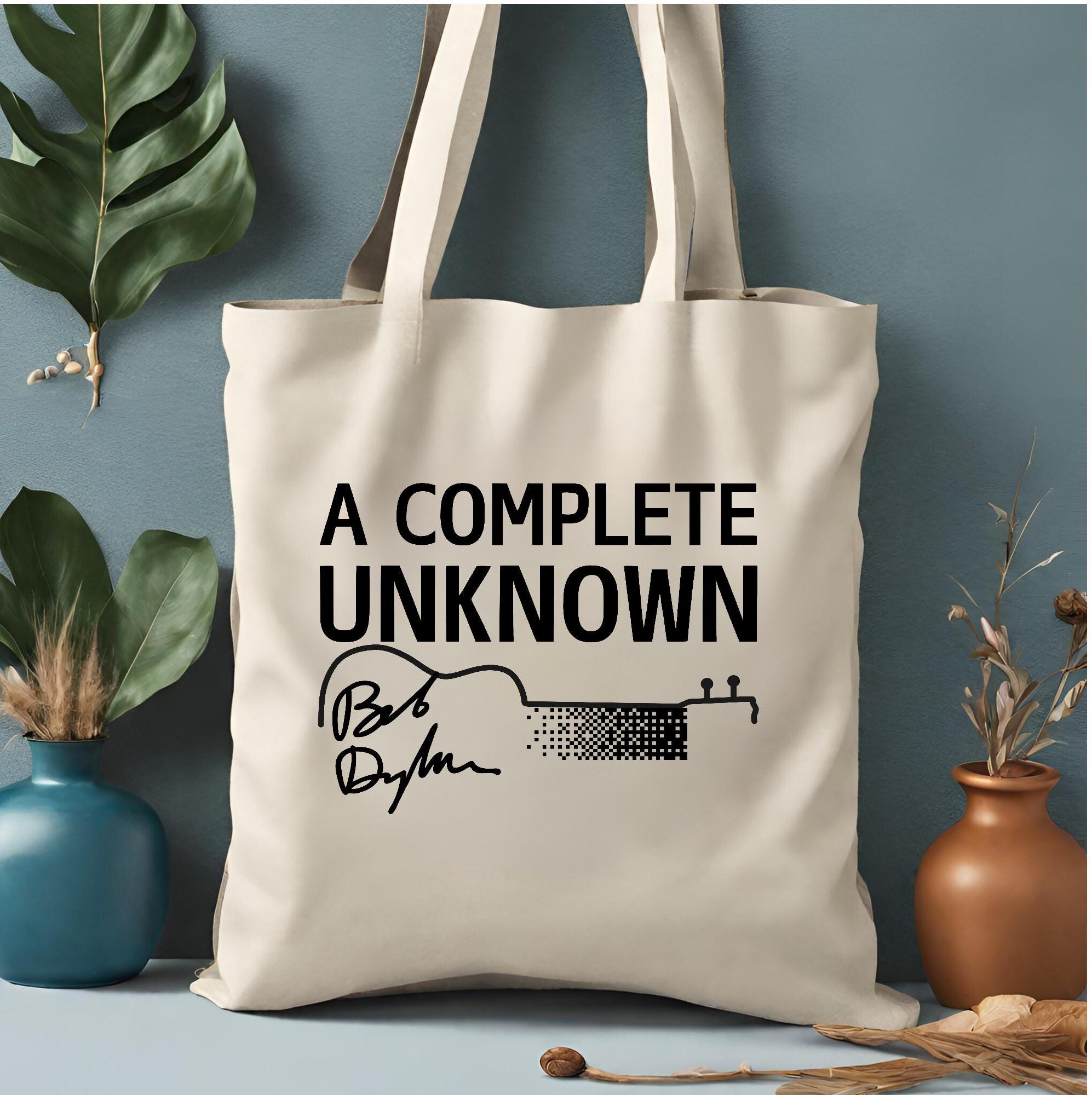 Canvas Tote Bag With Bob Dylan Design, Music Lovers Gift, A Complete ...