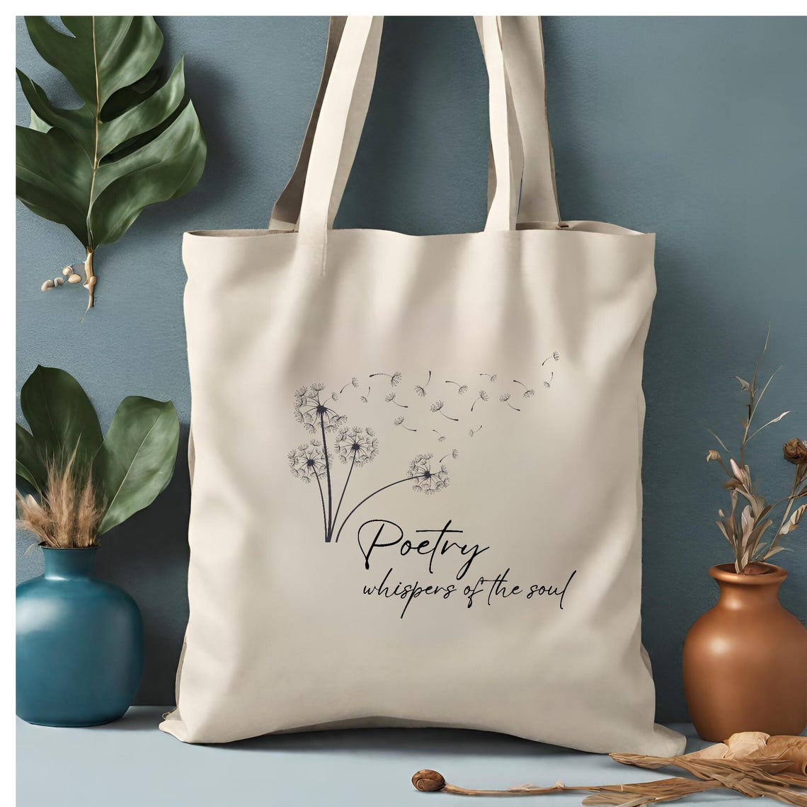 Poetry Canvas Tote Bag -book Bag, Stylish Carry-all, Literary Tote ...