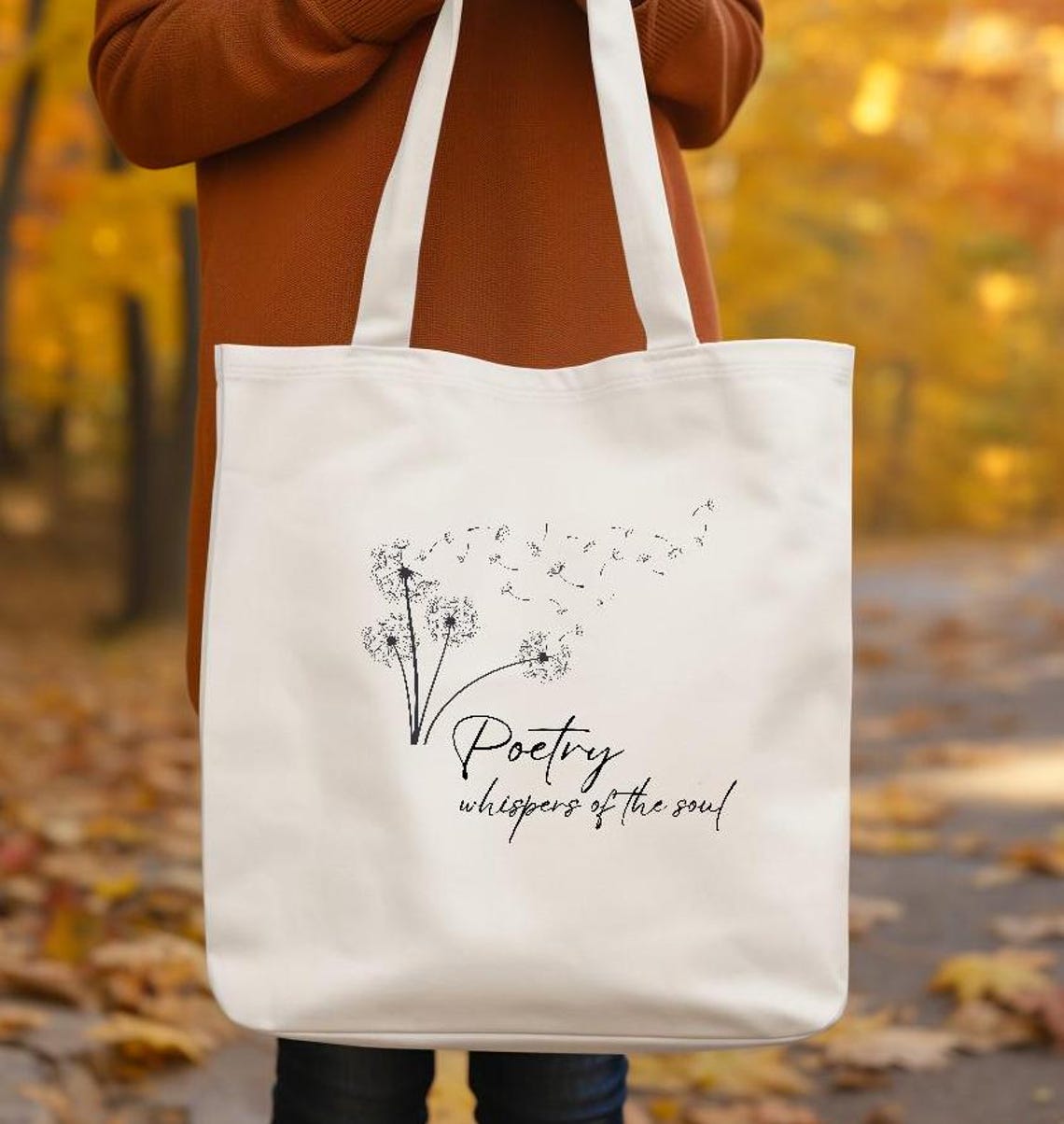 Poetry Canvas Tote Bag -book Bag, Stylish Carry-all, Literary Tote ...