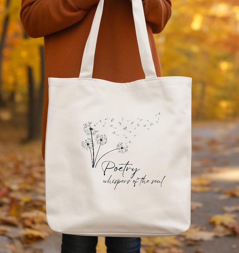Poetry Canvas Tote Bag -book Bag, Stylish Carry-all, Literary Tote ...