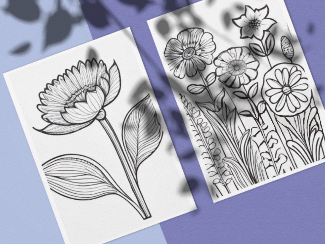 40 Floral Colouring Pages - Etsy
