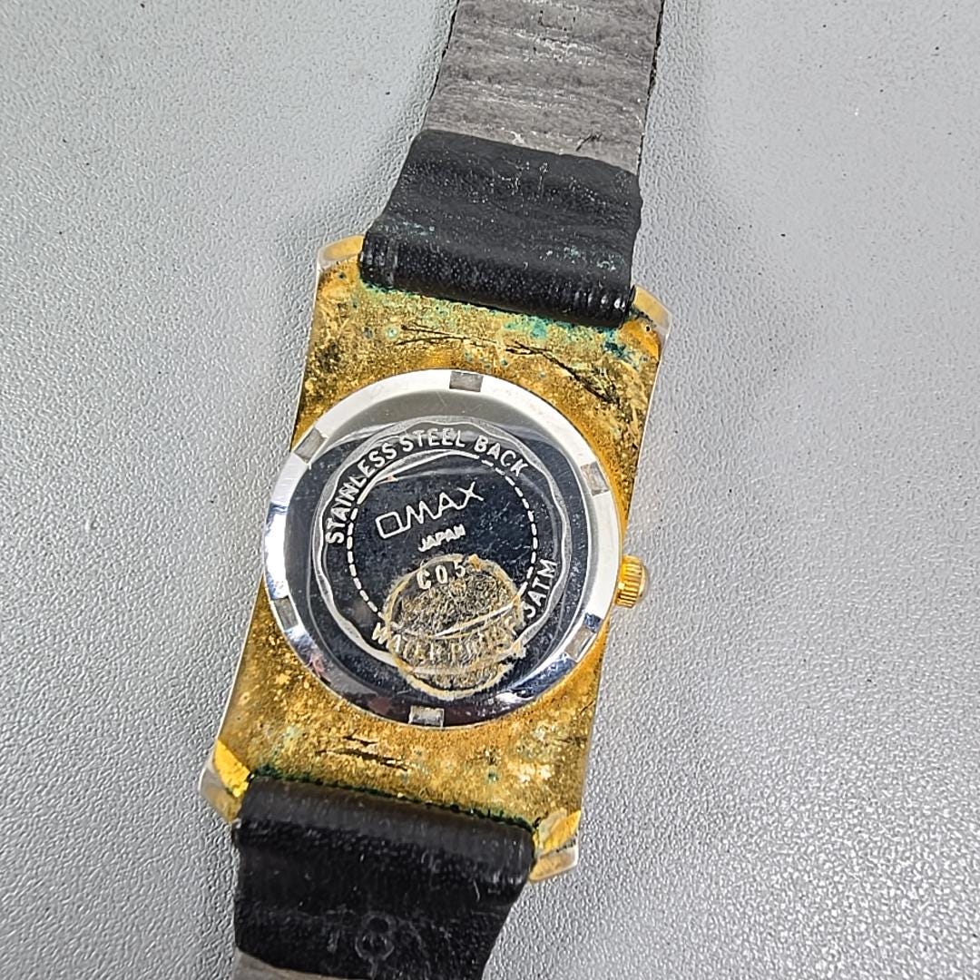 Vintage Omax Ladies Crystal Quartz Watch Black Leather Strap C051 - Etsy