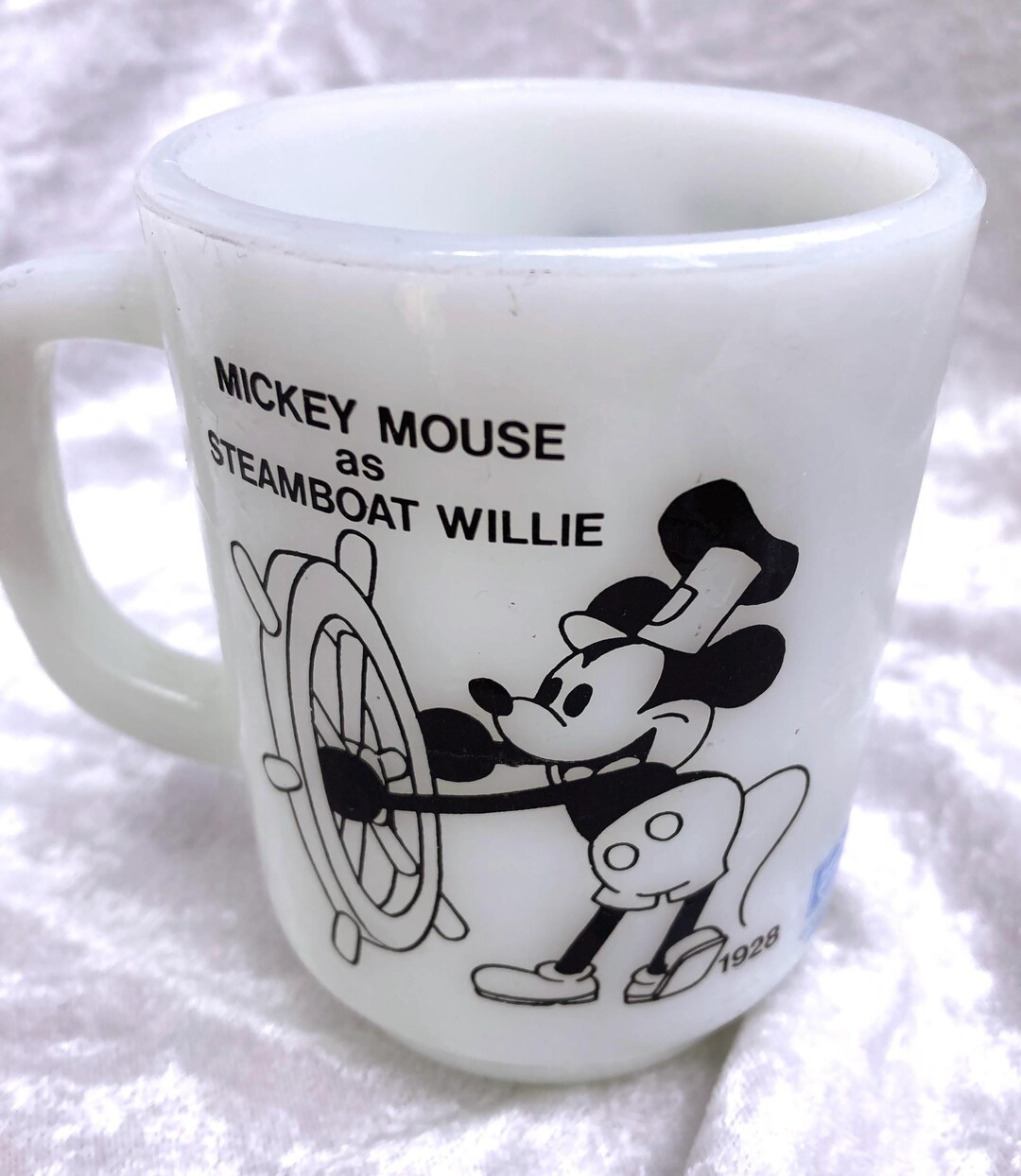 Mickey Mouse as Steamboat Willie WHITE Milk Glass Mug Anchor Hocking - Etsy