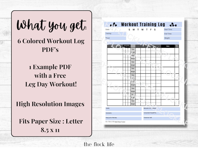 Digital Planner Exercise Workout Log Training Notebook Instant Download ...