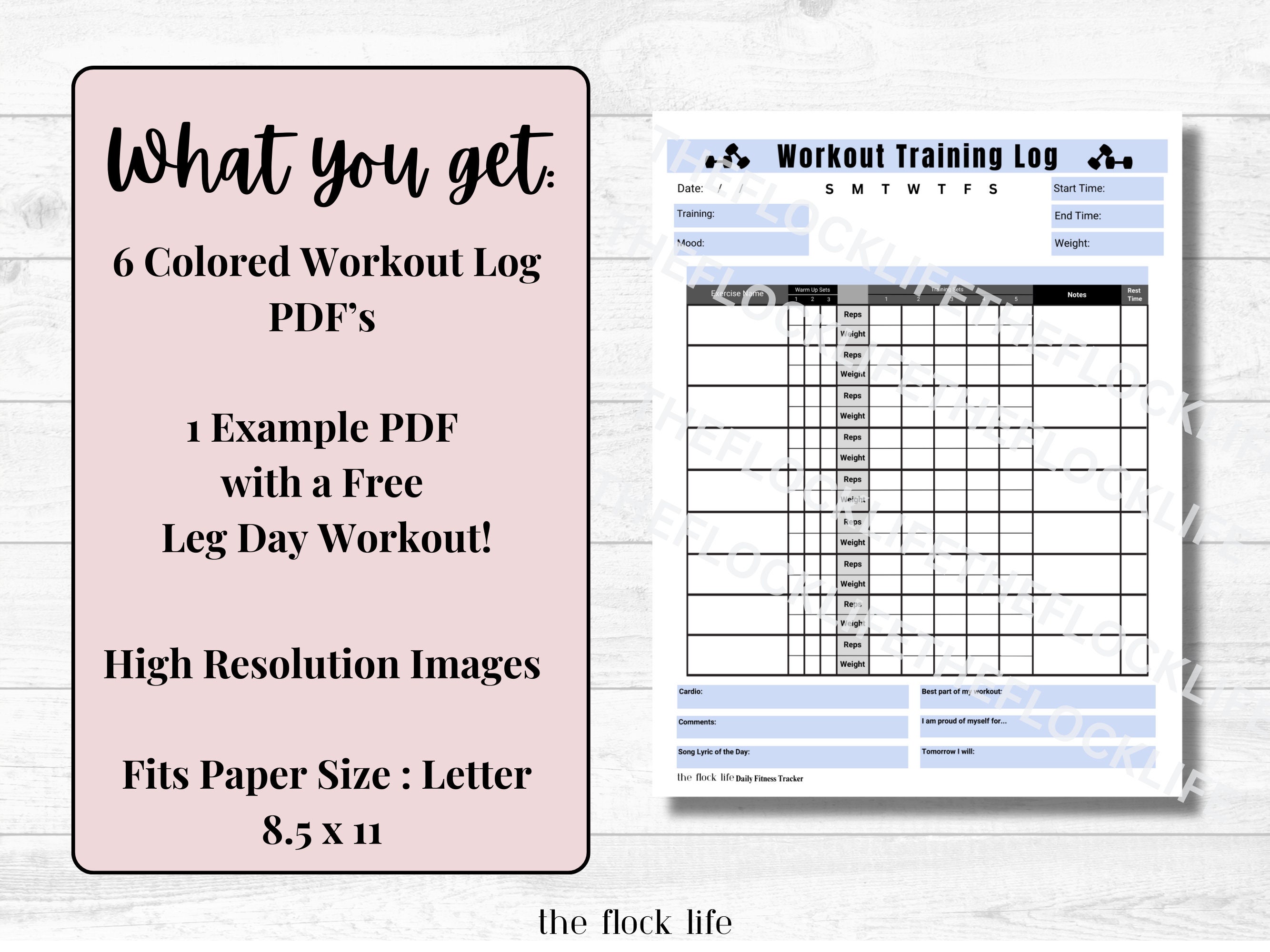 Digital Planner Exercise Workout Log Training Notebook Instant Download ...