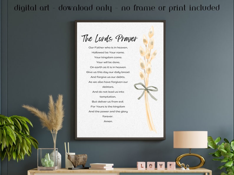 The Lords Prayer, Our Father Wall Art, Digital Art, Downloadable, Bible ...