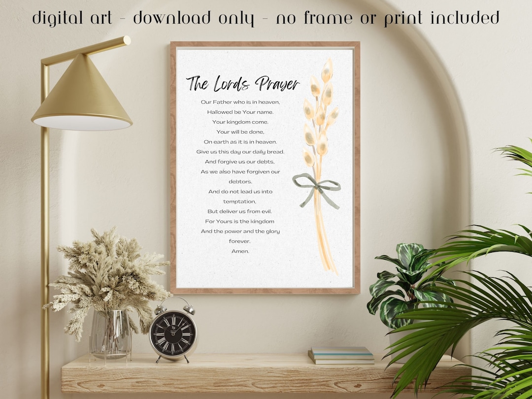 The Lords Prayer, Our Father Wall Art, Digital Art, Downloadable, Bible ...