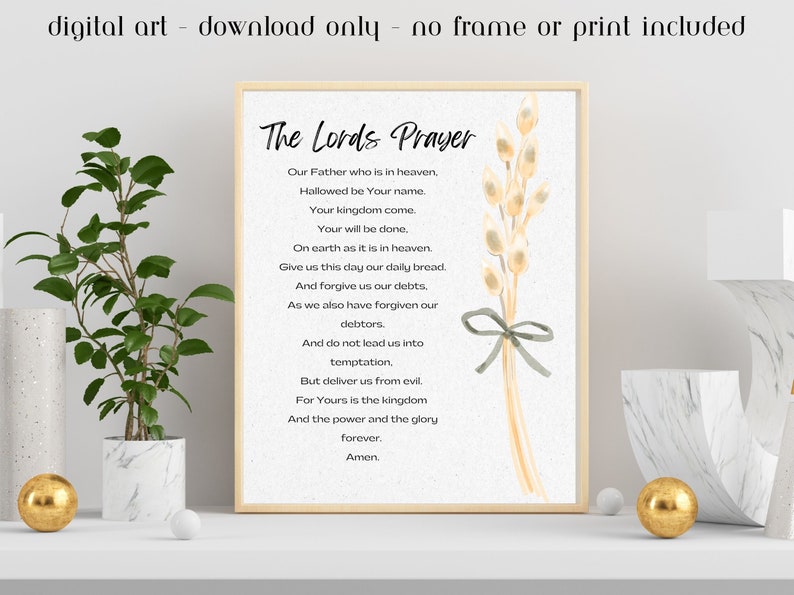 The Lords Prayer, Our Father Wall Art, Digital Art, Downloadable, Bible ...
