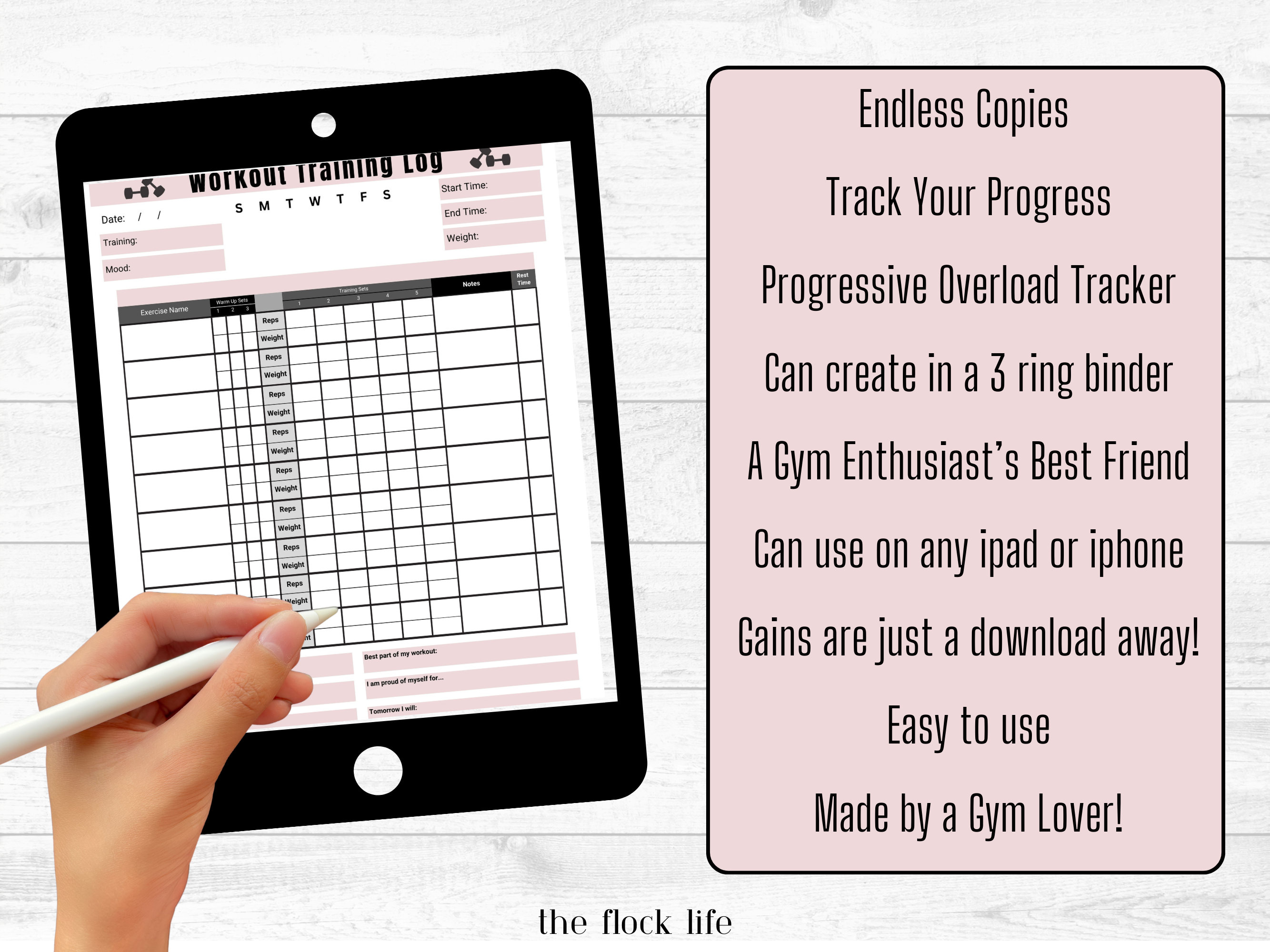 Digital Planner Exercise Workout Log Training Notebook Instant Download ...